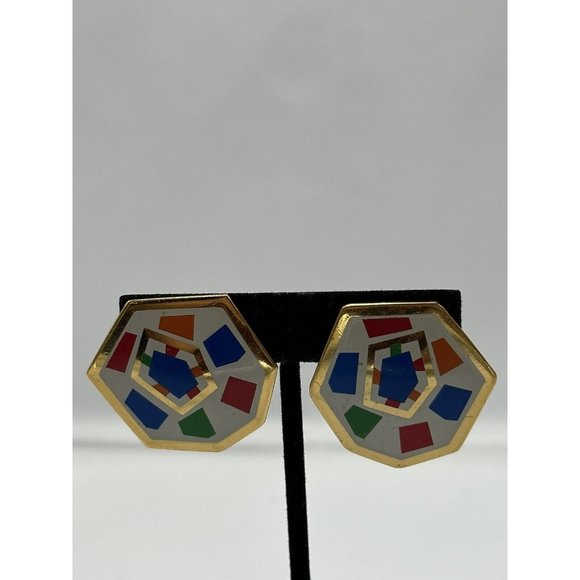 Unbranded | Jewelry | Septagon Earrings On Gold Tone With Muli Shapes ...